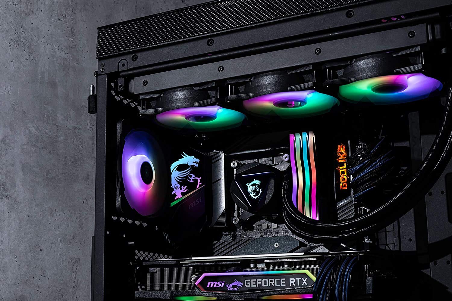 MSI MAG Series CORELIQUID 360R, aRGB CPU Liquid Cooler (AIO): Rotatable Blockhead Design, 360mm Radiator, Triple 120mm aRGB PWM Fans