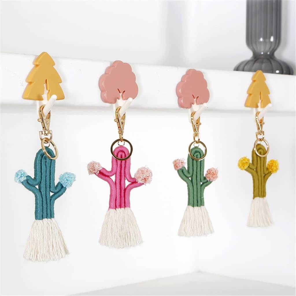 SEASD 13 Pack Women Girls Boho Weaving Cactus Tassel Keychain Bag Keyring Holder Wallet Purse Pendant Decoration