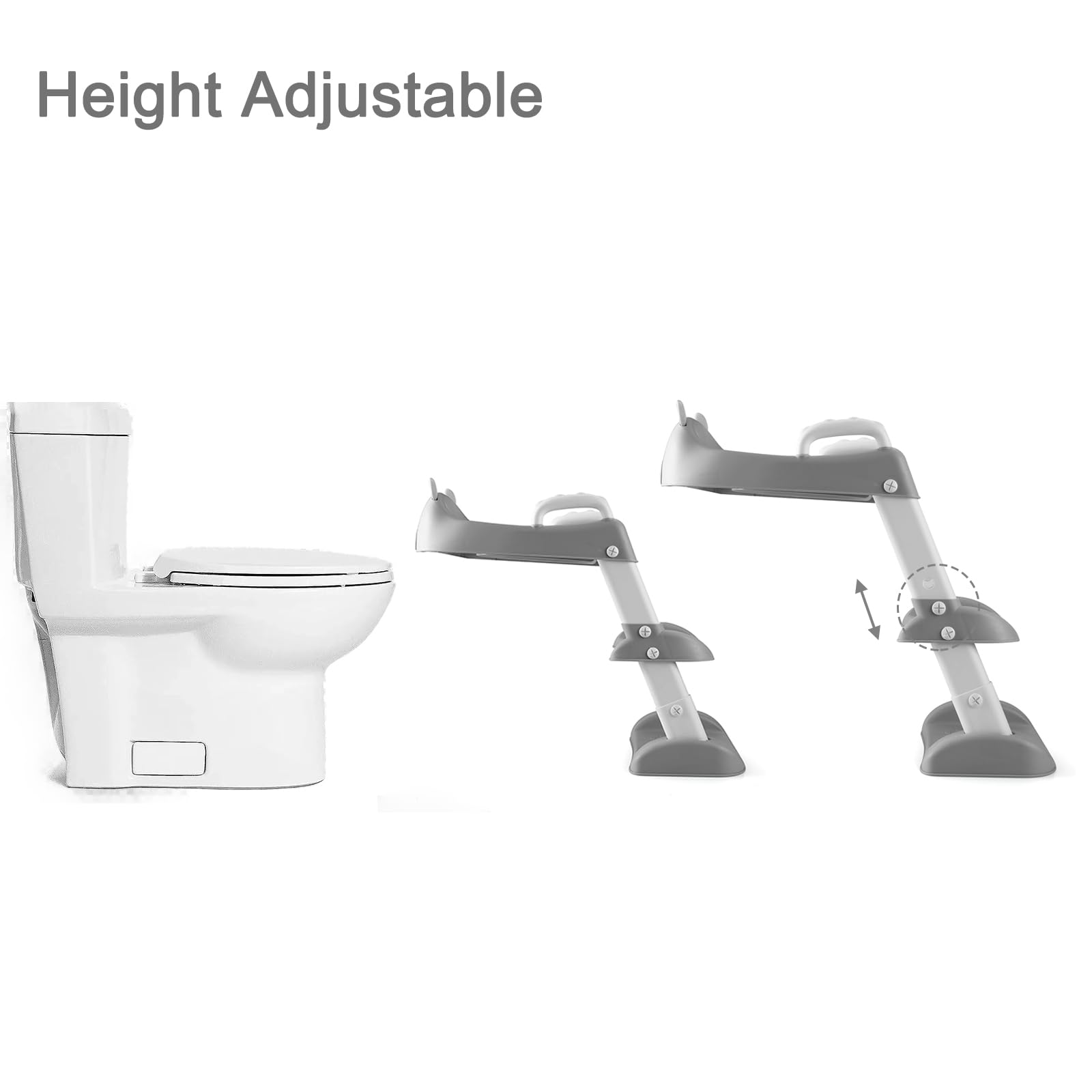 PandaEar Toilet Potty Training Seat with Step Stool Ladder, Comfortable Safe Potty Seat with Anti-Slip Pads Ladder for Kids Boys Girls Toddlers (Grey)