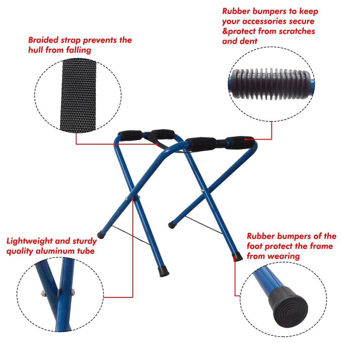 Nooew Newcod Kayak Stand, Aluminum Portable Boat Stand Canoe Storage Rack Indoor Outdoor Usage Kayak Stool, Blue