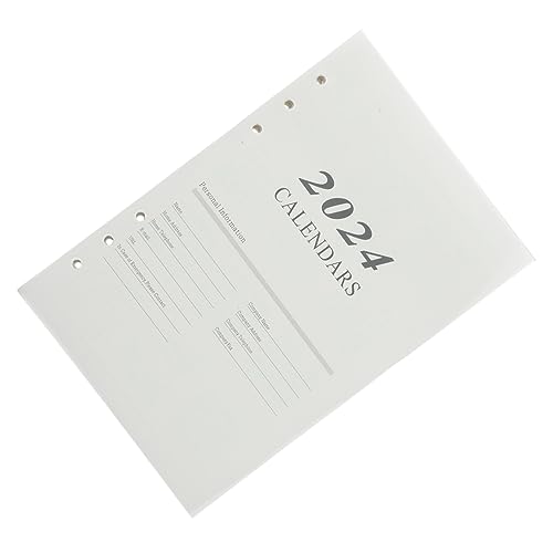 NUOBESTY 2pcs 2024 English Agenda Book inside Page A5 Pocket Notebook Pocket Notepad Daily Planner 2023-2024 Daily Planner 2024 Blank Notebook White Accessories Office Portable Paper