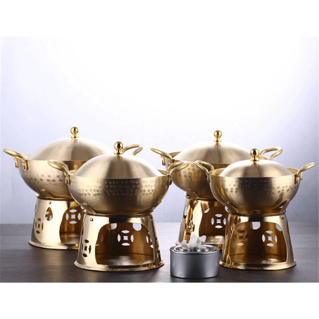 SEASD Brass Pot Small Yellow Soup Hot Pot Stove Copper Single Person Small Copper Pot Cookware Cooking Pots ( Color : Gray , Size : 22CM )