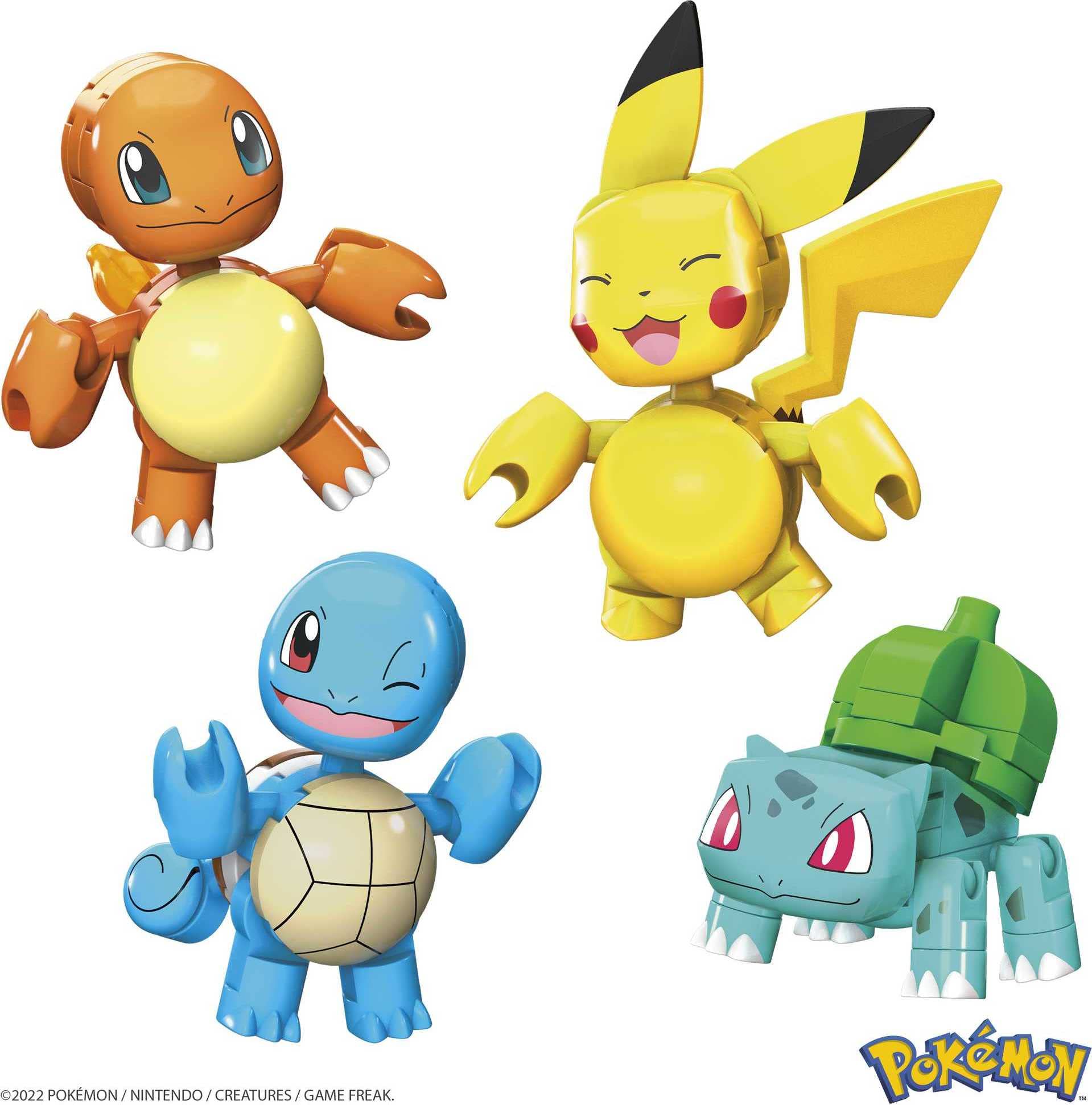 MEGA Pokémon Building Toys Set Kanto Region Team with 130 Pieces, 4 Poseable and Articulated Characters, 2 Inches Tall, for Kids