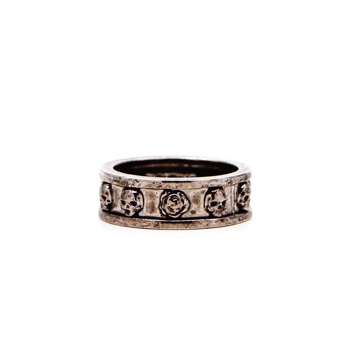 PICKRING Rock N Roll Ring/vintage skull rose shape crown/antique-silver antique-gold (Antique Silver, 8.25)