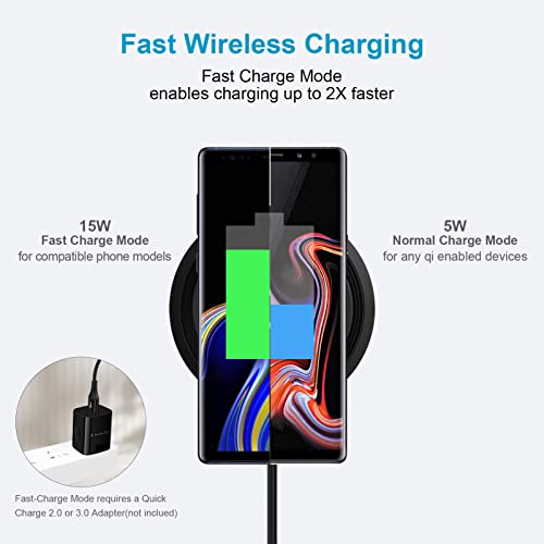Pixel 8 7 Wireless Charger, 15W Fast Wireless Charger Pad for Google Pixel 8 Pro 8 7 Pro 7a 6 5 4 XL, Samsung Galaxy S24 S23 Ultra S22 Ultra S21 FE S20 S10 S9 S8+, iPhone 15 14 Pro Max 13 12 11 8 Plus