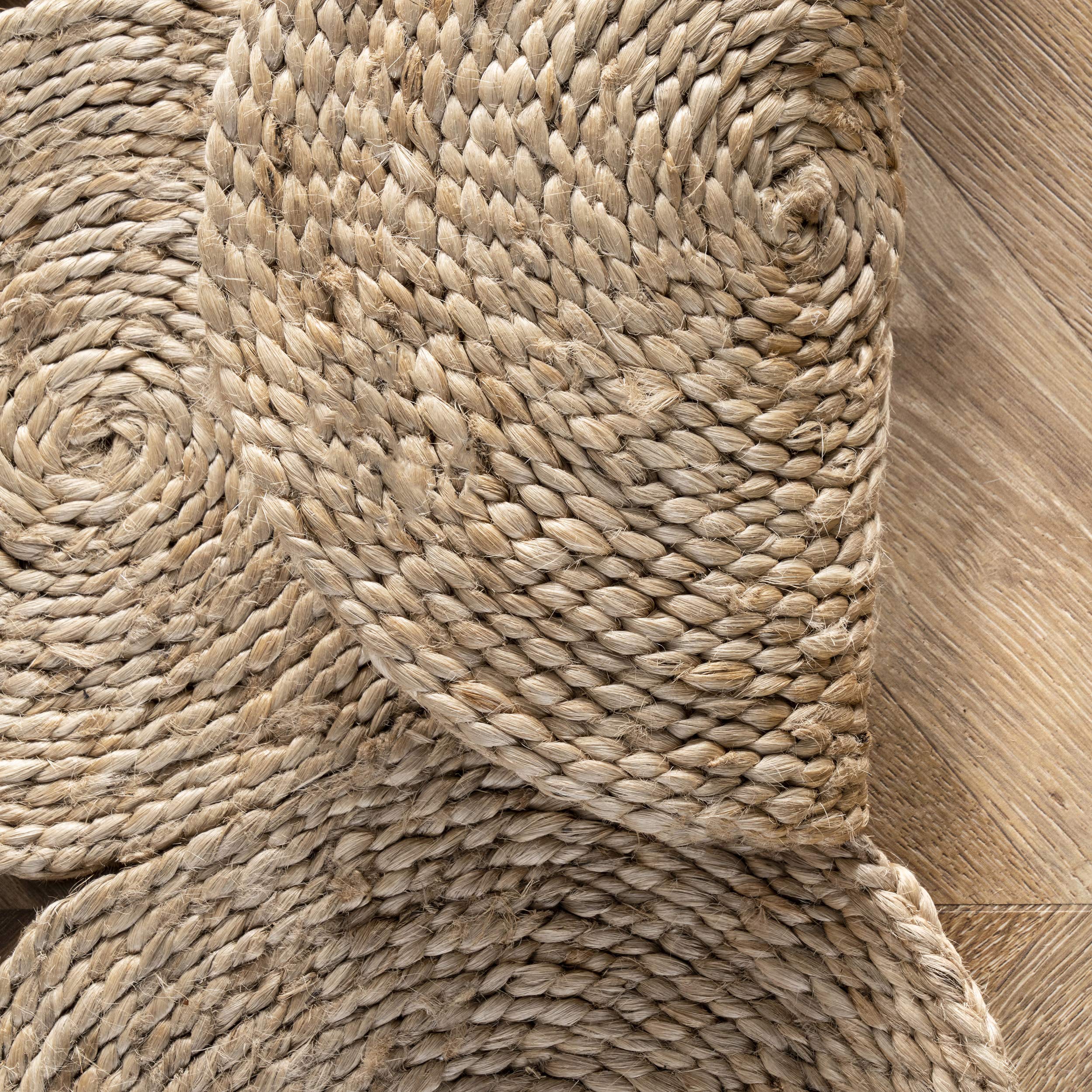 nuLOOM Eden Circle Braided Jute Accent Rug, 4' Round, Ivory