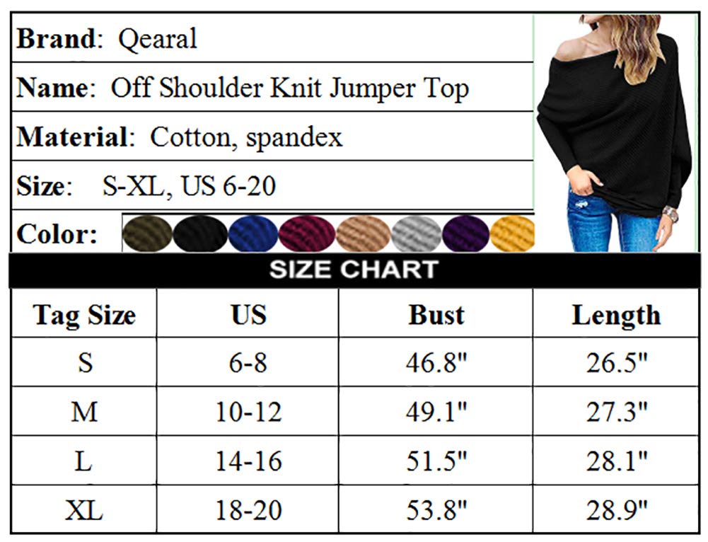 Qearal Off The Shoulder Top Sweaters Fashion Sweatshirts for Women Tops Teal L
