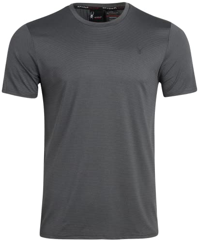 Spyder Men's Athletic T-Shirt - 2 Pack Dry Fit Short Sleeve Performance Sports Tee (S-XL), Size L, Burnt Charcoal/Moss