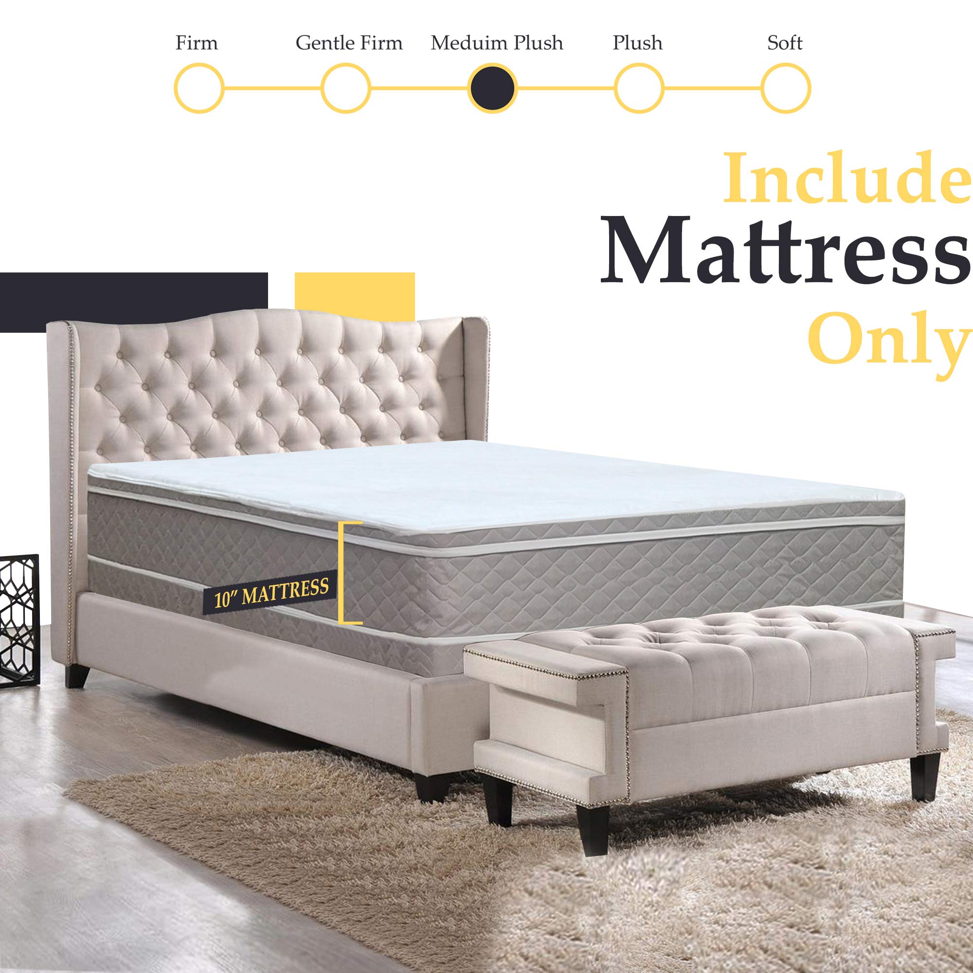 Nutan 10-Inch " Eurotop Innerspring Mattress And 8-Inch Wood Boxspring/Foundation Set Twin Size