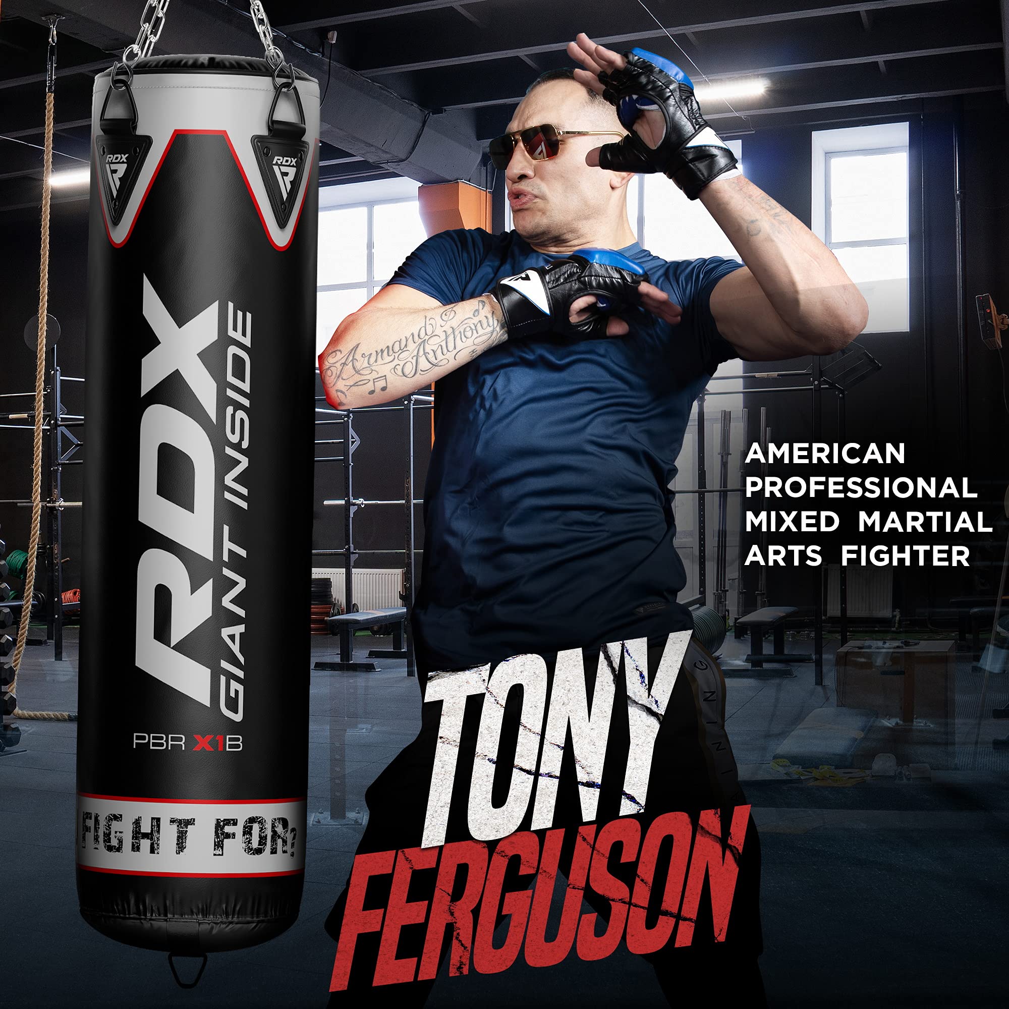 RDX Punching Bag UNFILLED Set Kick Boxing Heavy MMA Training with Gloves Punching Mitts Hanging Chain Muay Thai Martial Arts 4FT 5FT
