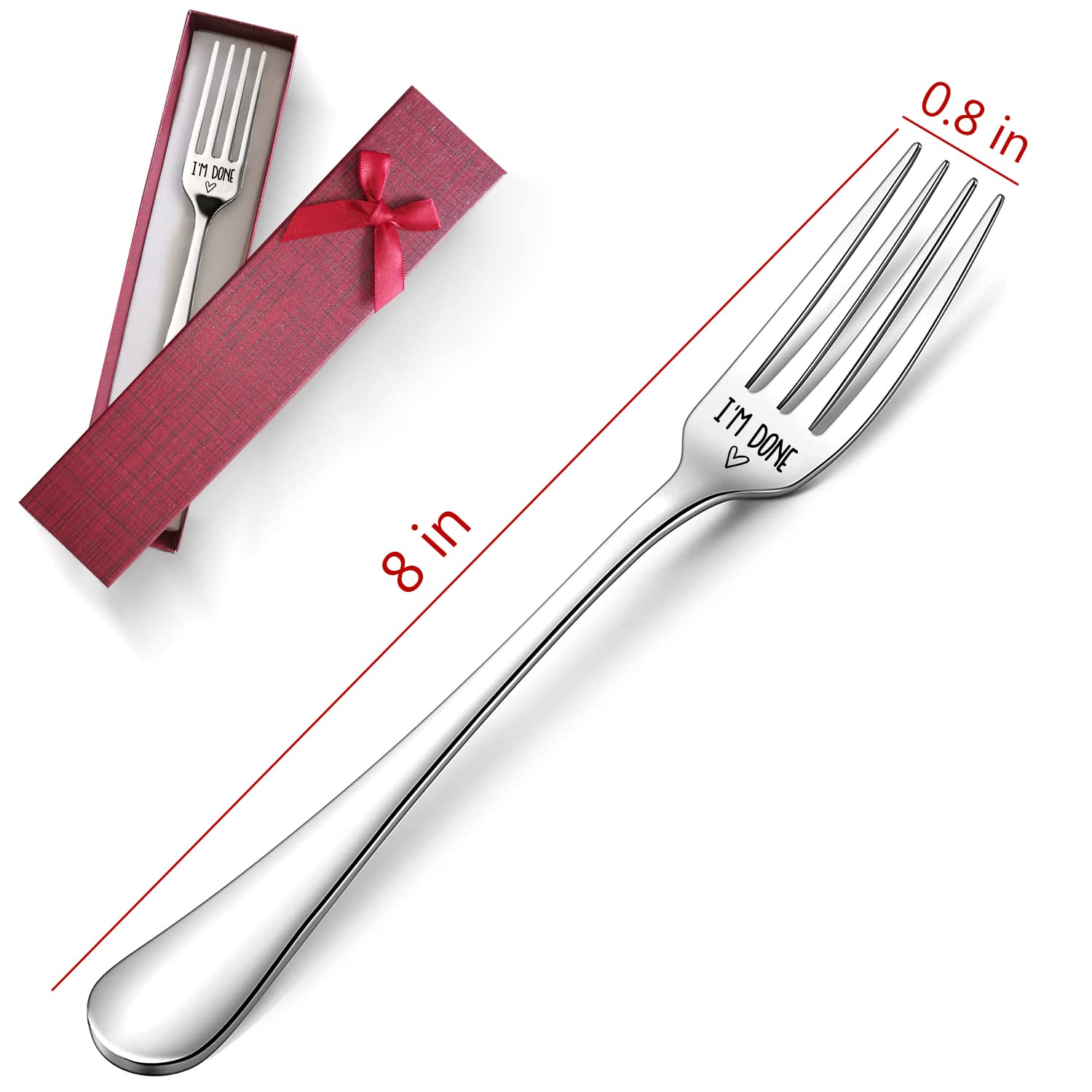 PZJIEAN I’m Done Funny Engraved Stainless Steel Fork, Dinner Dessert Fork with Gift Box, Retired Gifts for Coworkers, Teachers, Friend, Boss, Women, Men