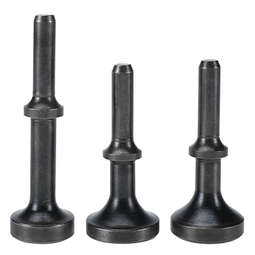 YaeKoo 6Pcs Smoothing Air Hammer Tool Kit 0.4'' (10mm) Shank Extended Length Air Hammer Bits Accessories with One Pneumatic Chisel One Spring for Forming Metal Plates, Rivets, Tire Repair