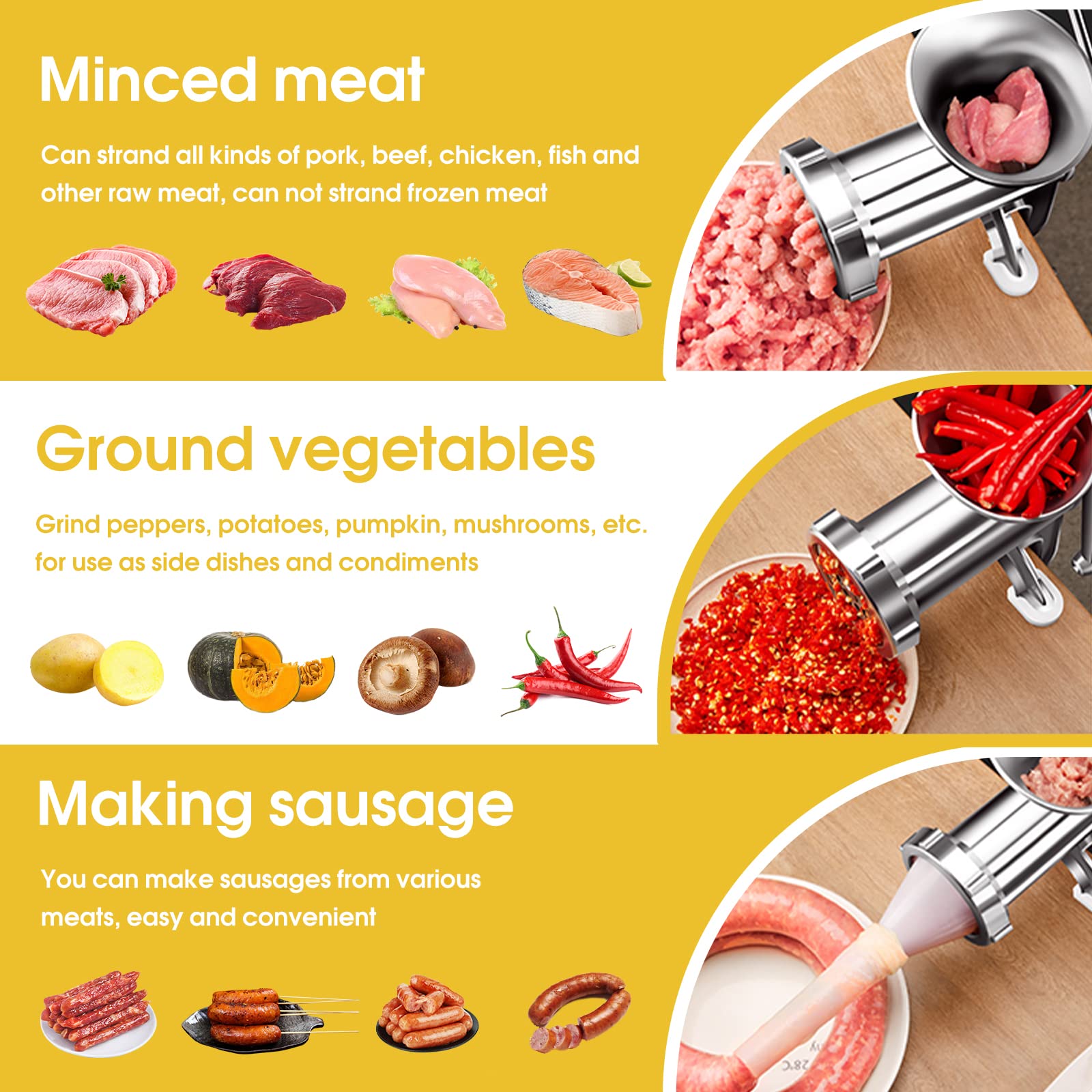 Meat Grinder Manual Mincer - Manual Meat Grinder Sausage Maker Table Mount Pork Mincer Sausage Stuffer Funnel Make Homemade Burger Patties Hand Operated Kitchen Tool#2 (02)