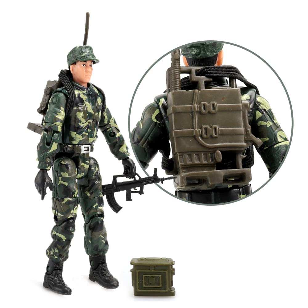 ViiKONDO 3.75 inch Action Figure Playset (2Pcs/Set) 1/18 Scale PLA World Peacekeeper Army Ranger Flexible Toy Soldier with Detachable Weapon Accessories (Team A)