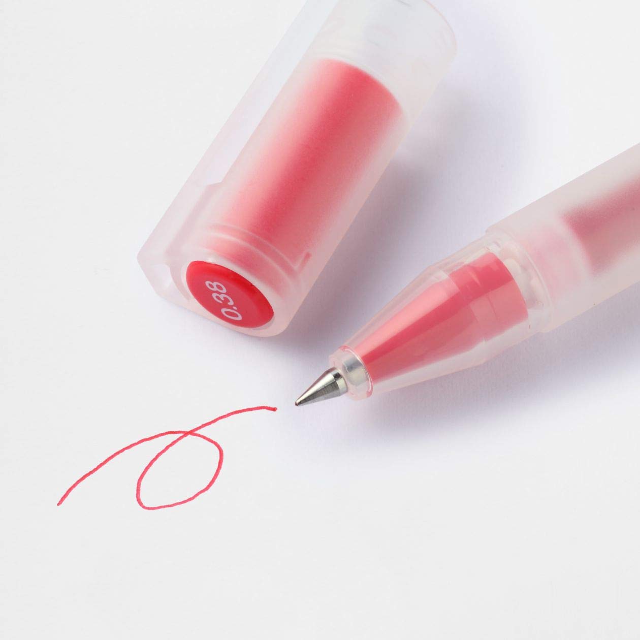 MUJI - 0.38mm Red Smooth Gel Ink Ballpoint Cap Pen (10 Pieces)