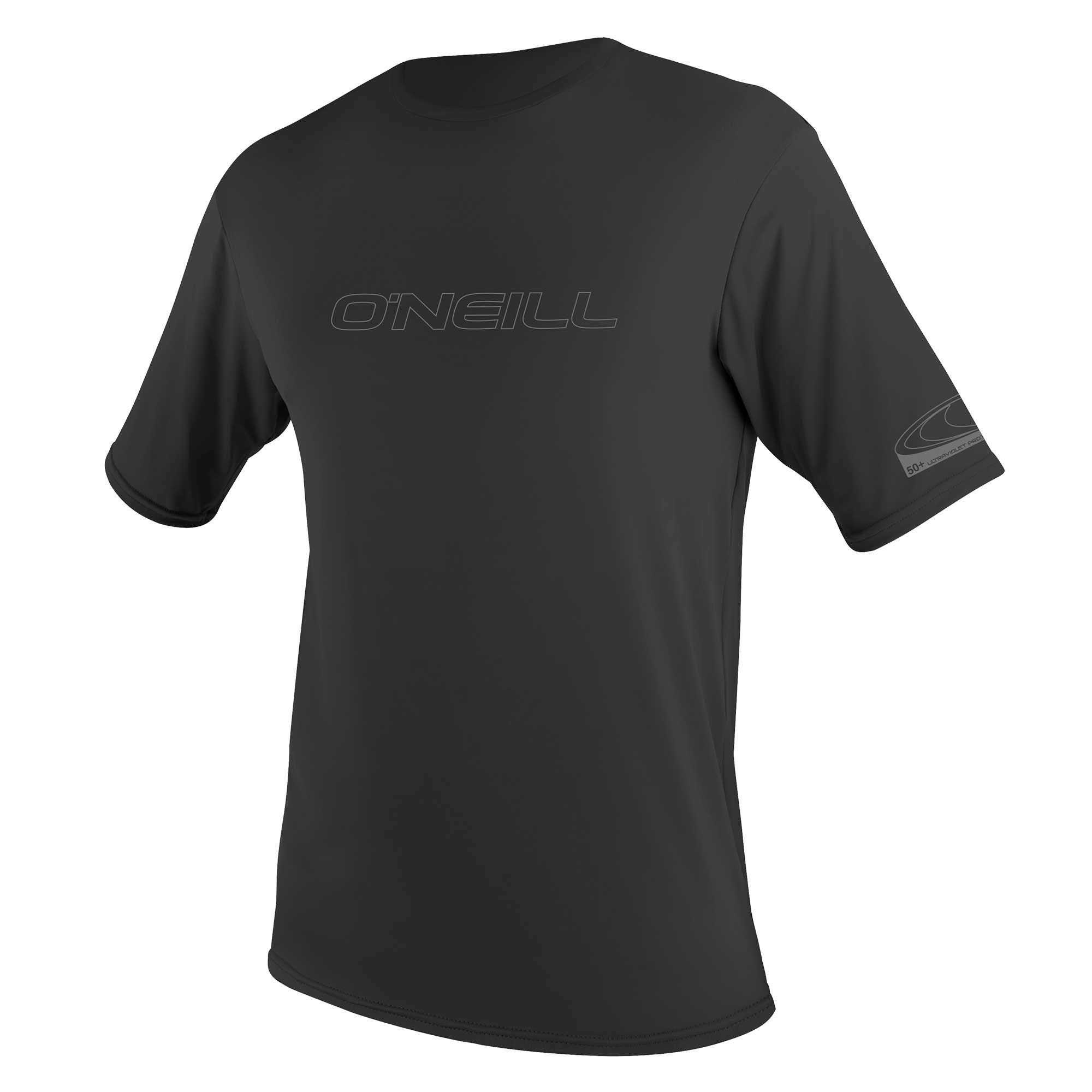 O'NEILL Youth Basic Skins UPF 50+ Short Sleeve Sun Shirt, Black/Black, 14