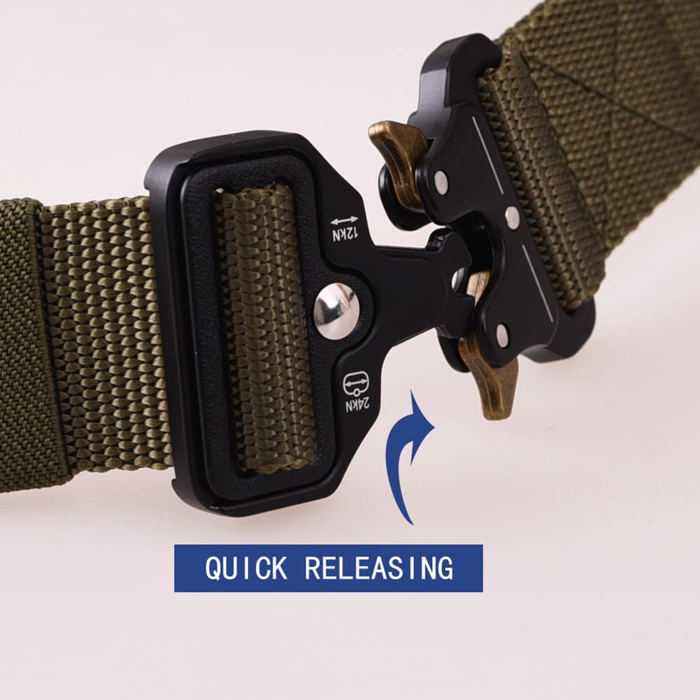VISDEA Mens Tactical Belt Quick Release Black Canvas Belts For Men (Black, 125cm Suit for pant size < 43 inch)