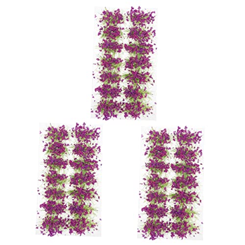 SECFOU 3 Boxes Grass shed Grass Cluster Mini Flower Grass Miniature Flower Tufts Miniature Static Grass Tuft Model DIY Miniature Grass Outdoor Purple Plastic Resin Flower Arrangements