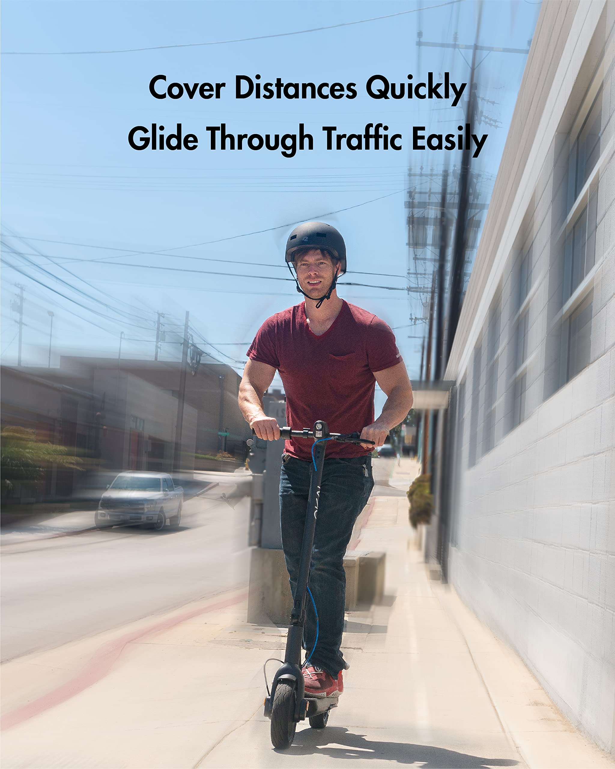 OKAI ES200E Max Electric Scooter for Adults - 9.5" Solid Tires - 25 Miles Long-Range Foldable Commuting E Scooter