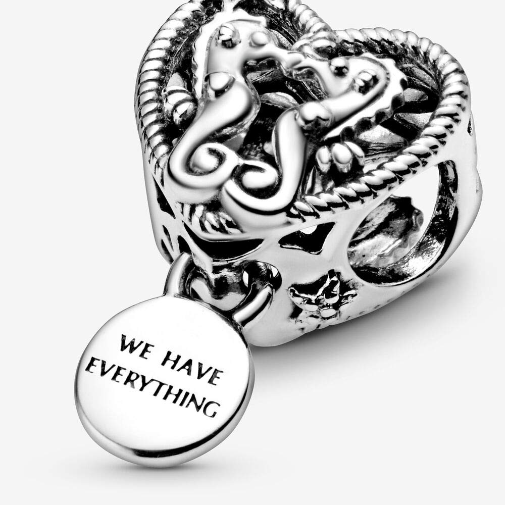 PANDORA Openwork Seahorses Heart 925 Sterling Silver Charm - 798949C00