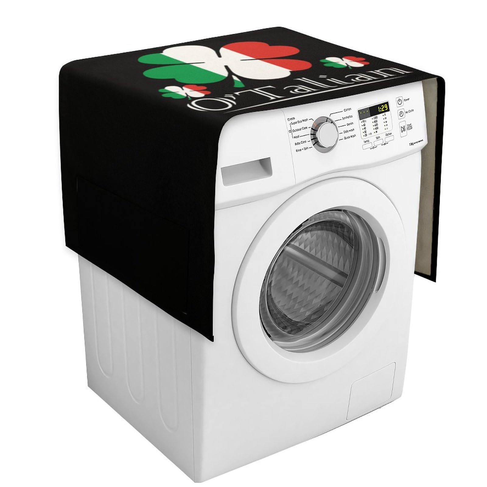 O'Talian Irish 4 Leaf Clover Italian Flag Washer and Dryer Covers Machine Top Cover Fridge Dust Cover for Home Kitchen