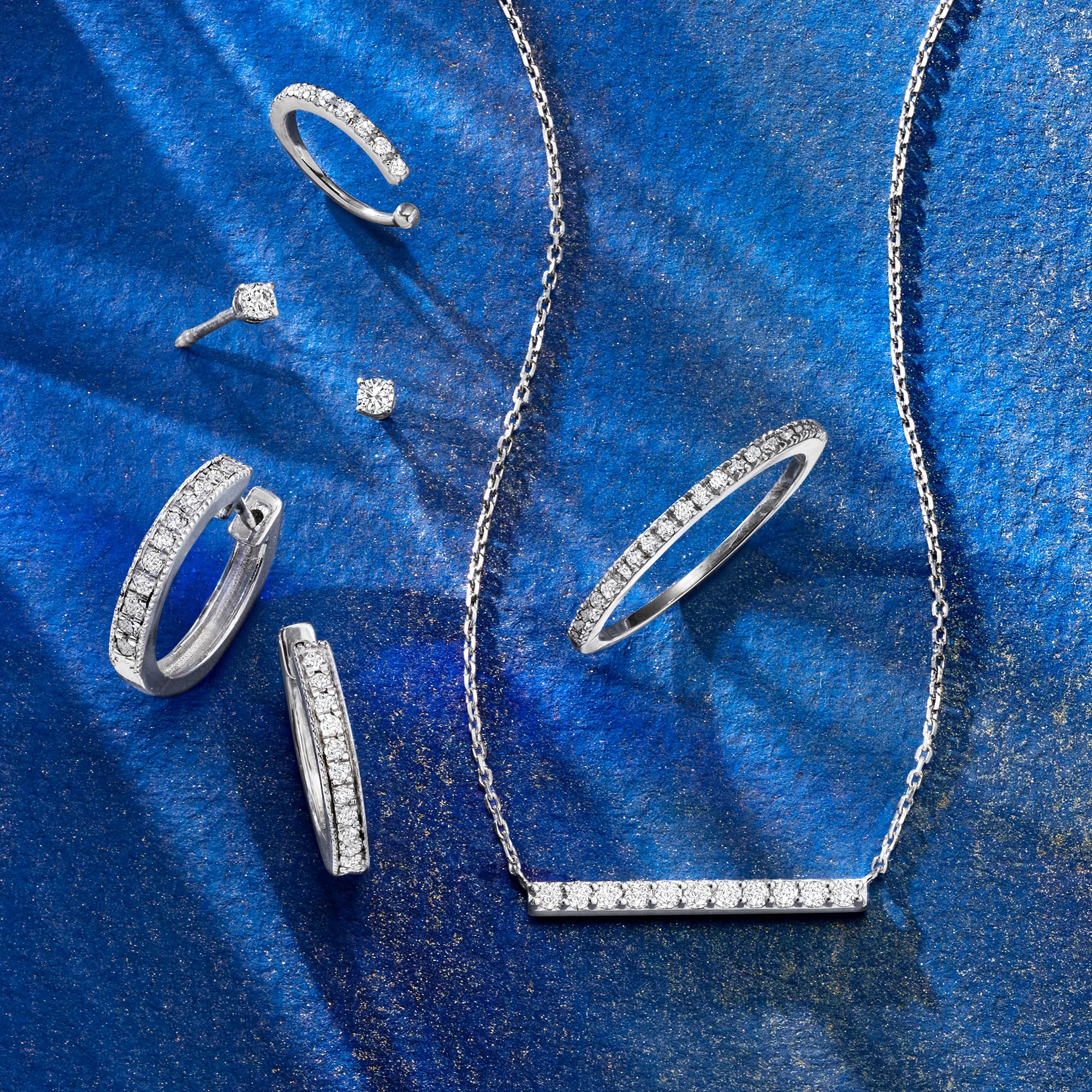 RS Pure by Ross-Simons 0.25 ct. t.w. Diamond Bar Necklace in Sterling Silver. 16 inches