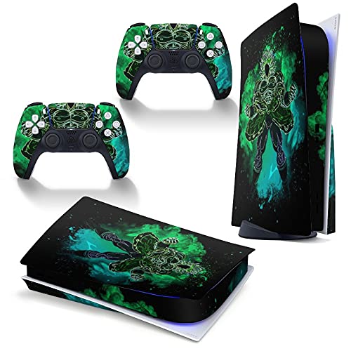 PlayStation 5 optical drive version sticker protective cover, Legendary Super Saiyan Broly Soul of The Legendary Form ps5 controller protective shell (compatible with ps5 optical drive)