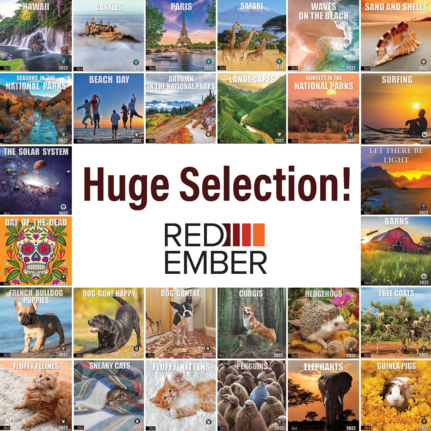 RED EMBER Beaches 2022 Hangable Wall Calendar - 12" x 24" Opened - Thick & Sturdy Paper - Giftable - Kick Back and Relax
