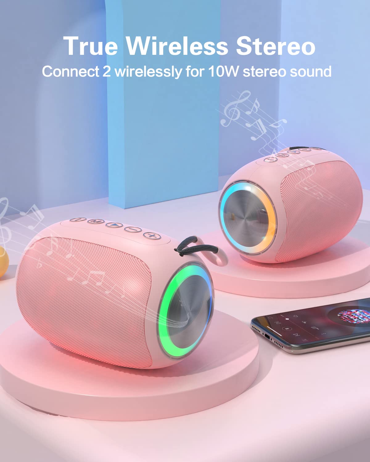 MEGUO Bluetooth Speakers, A66 Wireless Speakers,5W Portable Wireless Speakers with Clear Sound,Multi Playing Modes, Compatible with cellphone, PC for home or outdoors