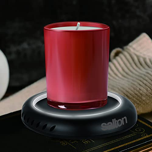 Salton LED Lit Coffee Mug & Tea Cup Warmer for Office, Gaming Lights or Candle Warming, Electric Beverage Warmer with Automatic Temperature Control, Black (SMW2094BKW)