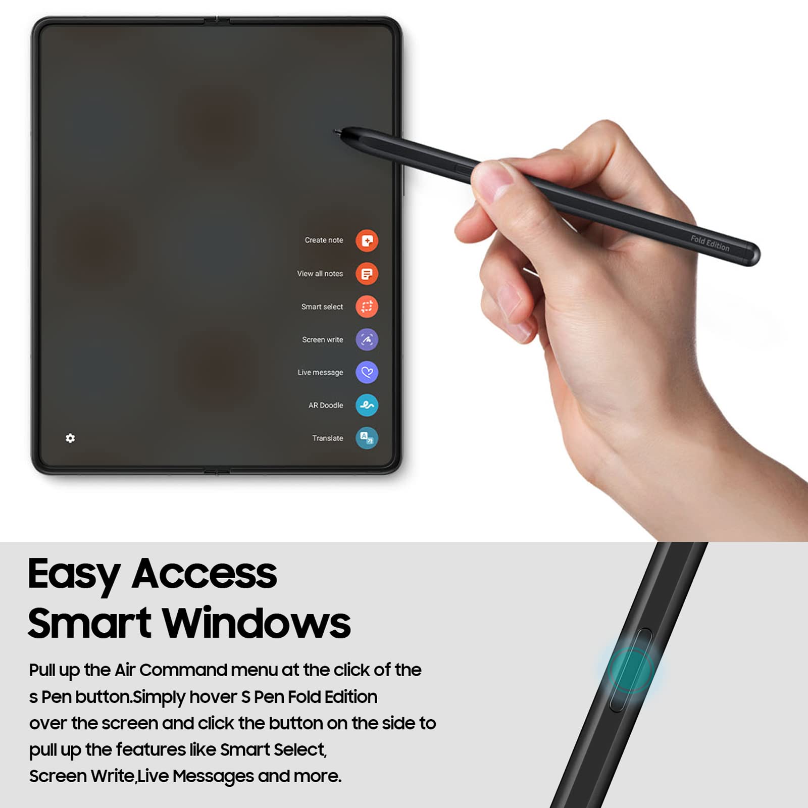 Vizvera for Galaxy S Pen Fold 3 Stylus Edition, Z Fold 3 Stylus Pen Replacement Compatible Galaxy Z Fold 3 Phones Only, US Version,Black (without Bluetooth)