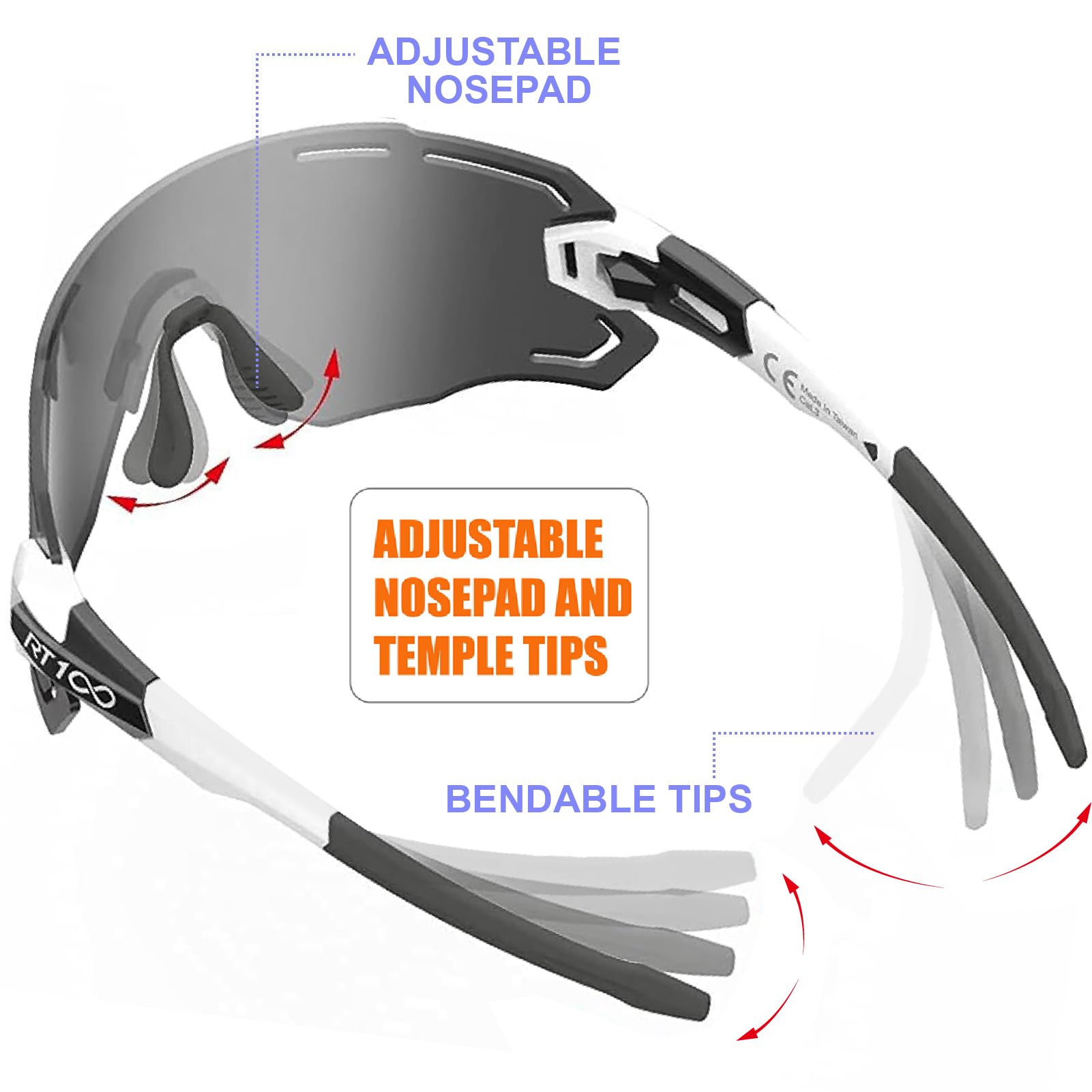RT100 Cycling glasses for Men and Women Cylindrical Lens, bike sunglasses for men riding sunglasses for men
