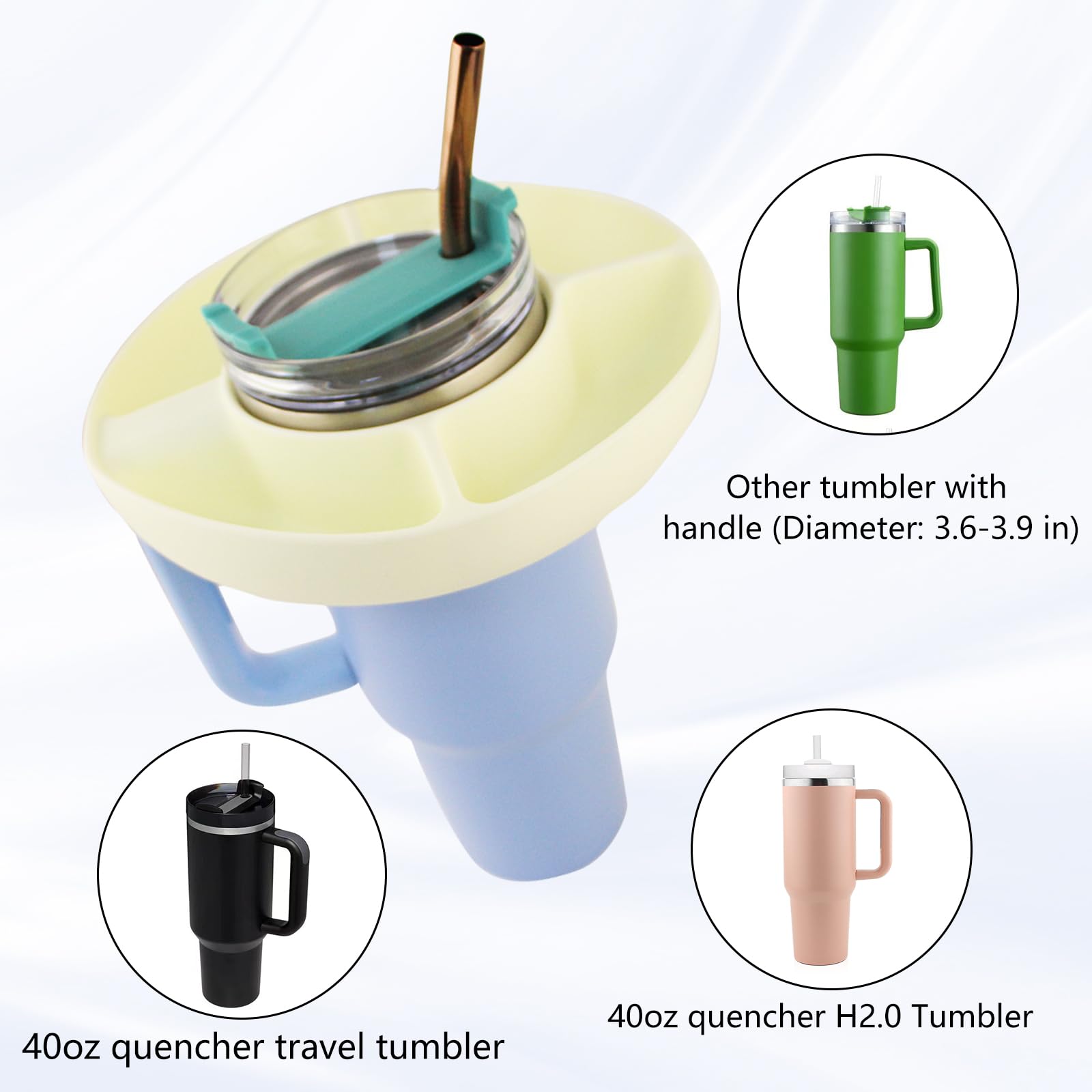 MEGXIT Snack Ring for Stanley 40 oz Tumbler with Handle, Silicone Snack Tray on Top Compatible with Stanley, Reusable Snack Snack Bowl for Stanley Cup Accessories, Snackeez Cups, White