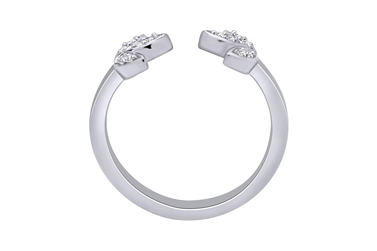 Natural Diamond Accent Open Leaf Wedding Band Ring in 14k White Gold Plated 925 Sterling Silver (0.05 Cttw, I-J Color, I2-I3 Clarity) Ring Size-7