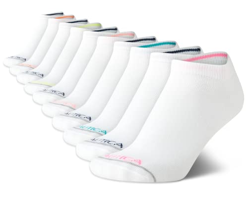 Nautica Women''s Socks - Lightweight Athletic Low Cut Socks (6 Pack), Size 4-10, White - 10 Pack