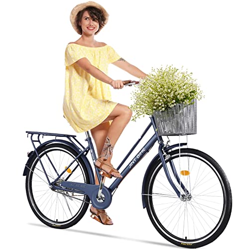 PUTEARDAT Beach Cooler Big Wheels 26-Inch Womens Comfort Bikes Beach Cruiser Bike Single Speed Bicycle Comfortable Bicycle