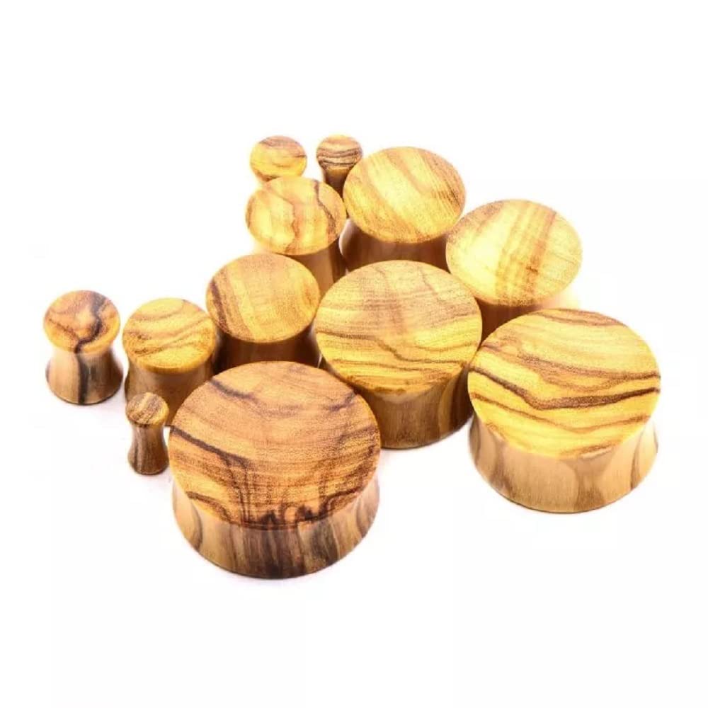 Pierced Owl Olive Wood Doubled Flared Solid Organic Ear Plugs Gauges, Sold As Pair (11mm (7/16"))