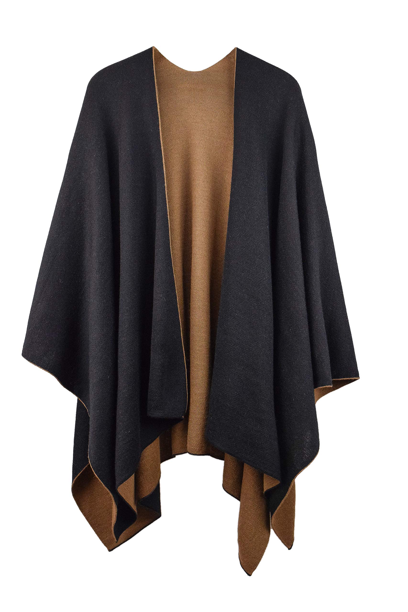 Rugged Andes Trading Company 100% Baby Alpaca Wool Ruana Wrap (Brown and Black)