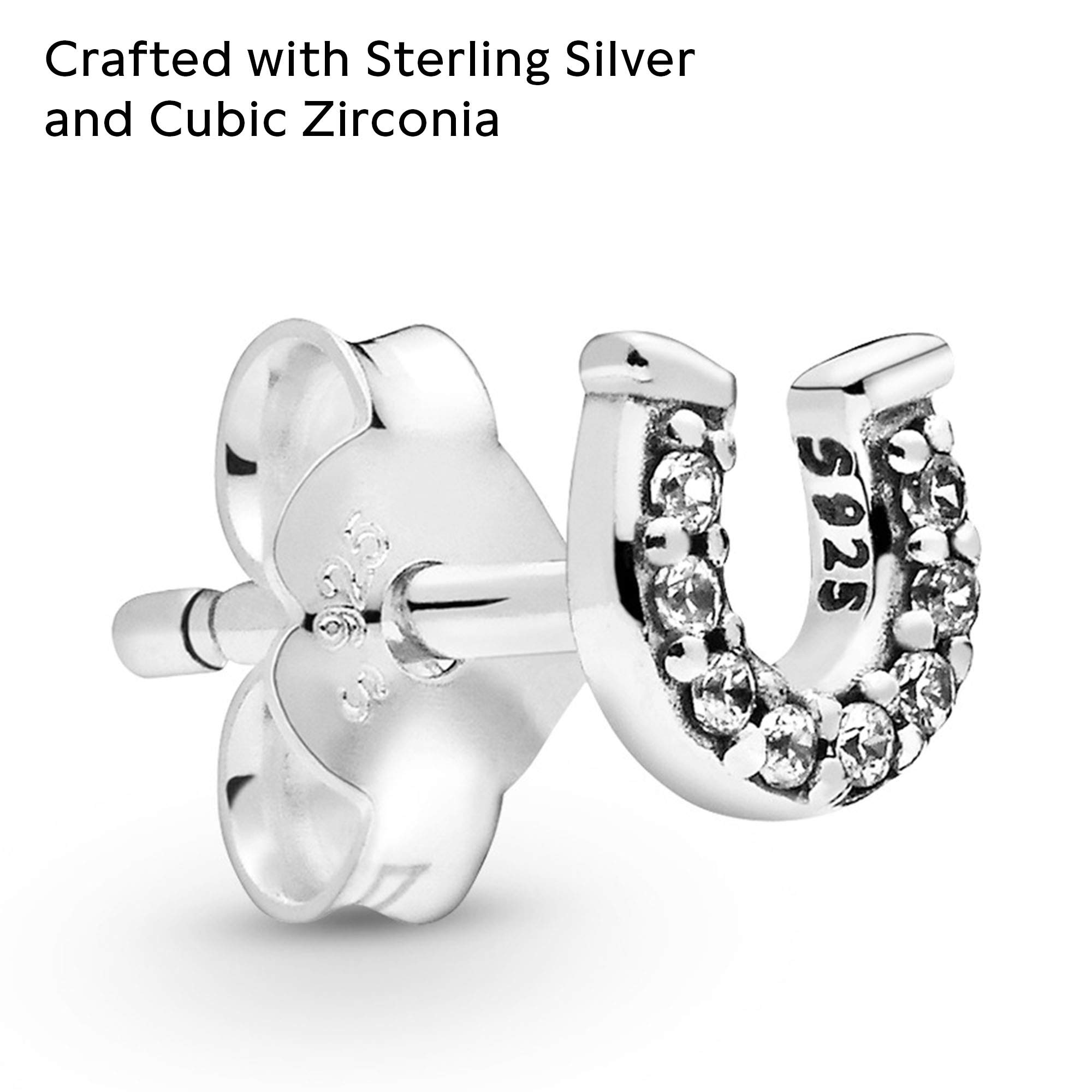 Pandora ME Jewelry - Horseshoe Cubic Zirconia Single Stud Earring - Gift for Her - Sterling Silver