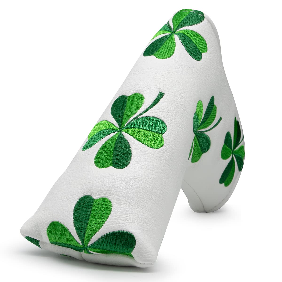 Putter Cover Magnetic - Lucky Clover Embroidery Golf Blade Putter Headcover -Golf Club Head Covers - Synthetic Leather Well-Made Putter Covers Blade