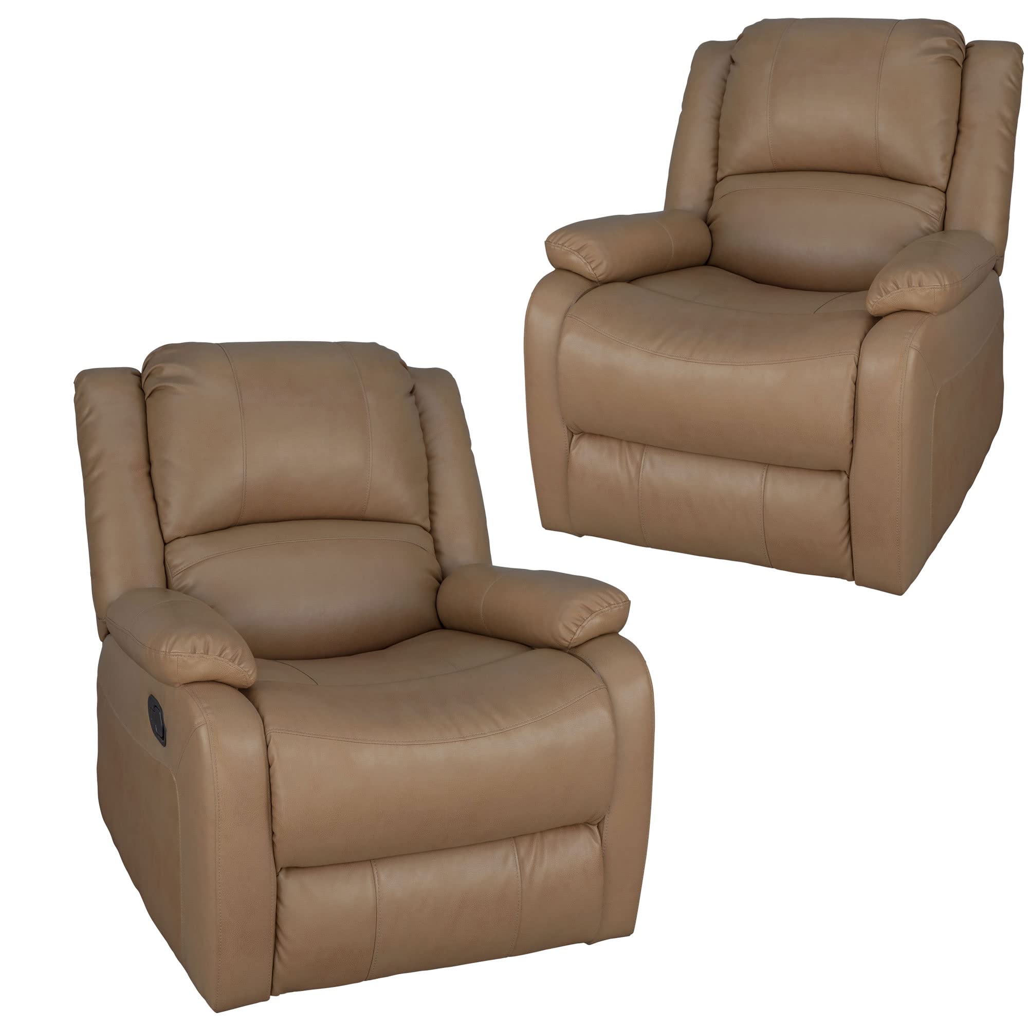 RecPro Set of 2 Charles Collection | 30" Swivel Glider RV Recliner | RV Living Room (Slideout) Chair | RV Furniture | Glider Chair | Toffee