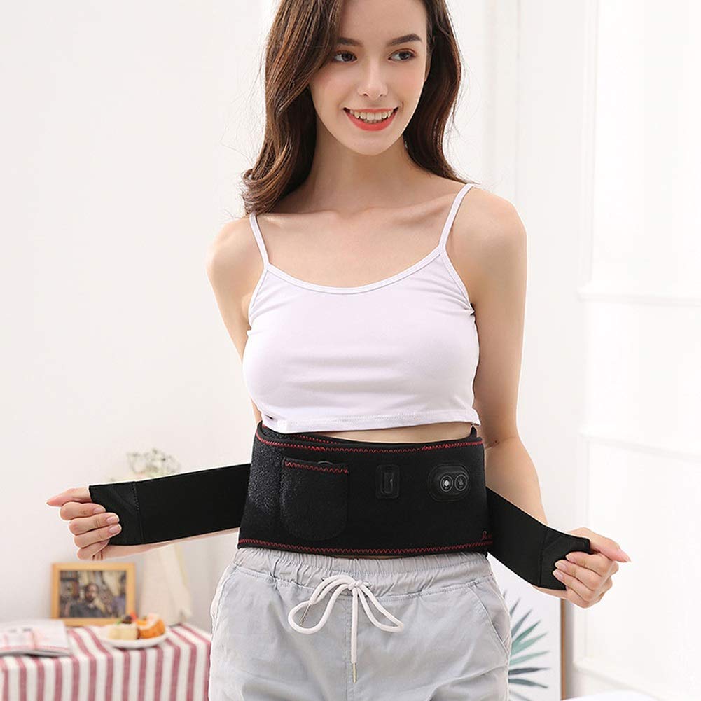 Lower Back Posture Lumbar Brace for Injuries- All Sports-Hot Compression Therapy Carbon Fiber Heating Vibration Massage