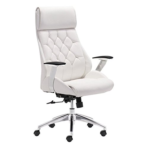 MAKLAINE Modern Faux Leather 49''H x 28.7''W x 29''D White Office Chair