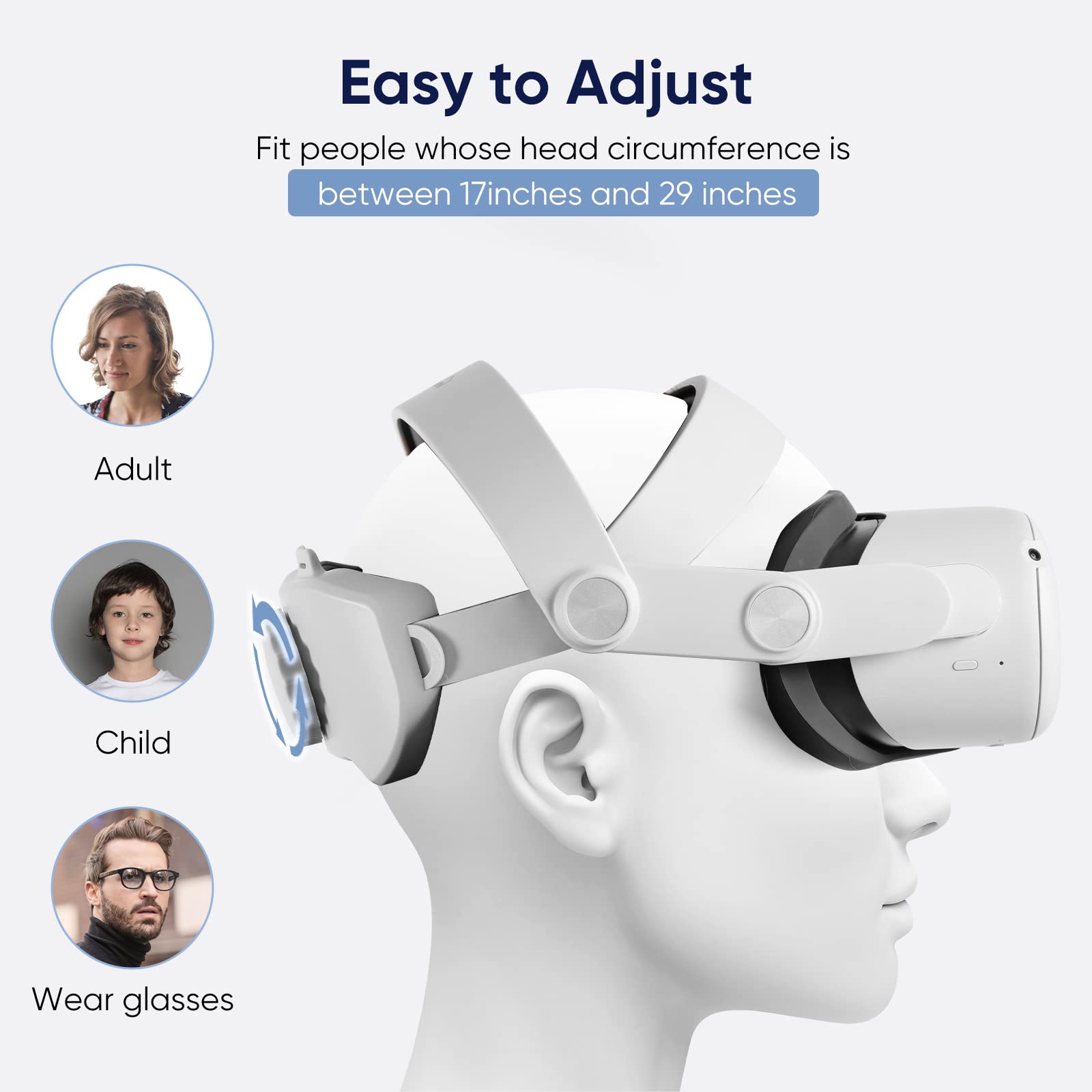 VR Head Strap, Elite Strap, Compatible with Oculus Quest 2, Replacement Strap, Accessories,Meta, for Enhanced Support and Comfort in VR(Merryhome Design)
