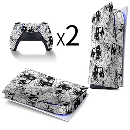 Tyrannosaurus with Unicorn Horn Full Protective Skin Cover Design Wrap Decal Sticker Compatible with PS5 Digital Edition Console and Controller