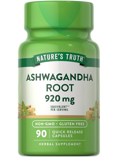 Nature's Truth Ashwagandha Capsules | 920 mg | 90 Count | Non-GMO & Gluten Free Supplement