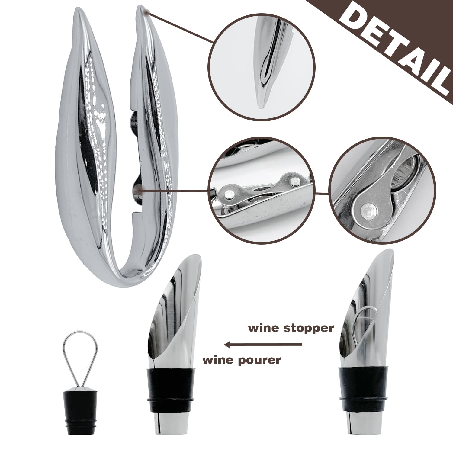 OBALY Wing Corkscrew, Wine Bottle Opener Set of 3 Pieces, Equipped with Bronze Multi-Functional Bottle Opener, Wine Stopper and a Foil Cutter