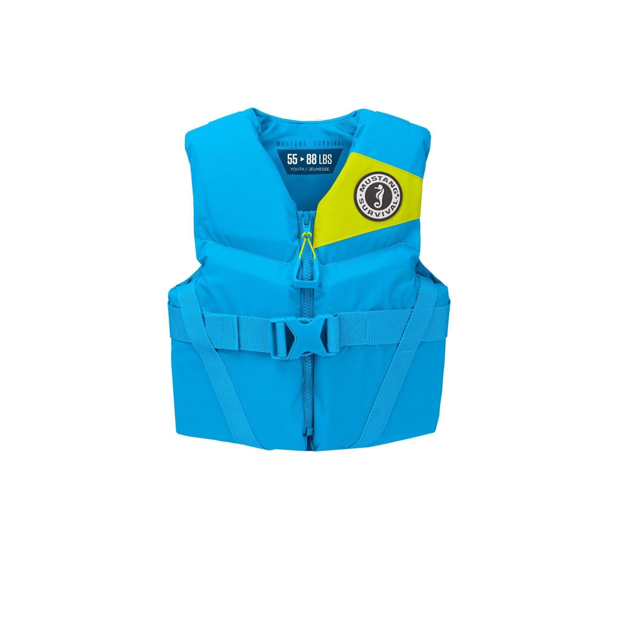 Mustang Survival - Youth Foam Life Jacket - Azure Blue, Young Adult (88 lbs - 110 lbs)