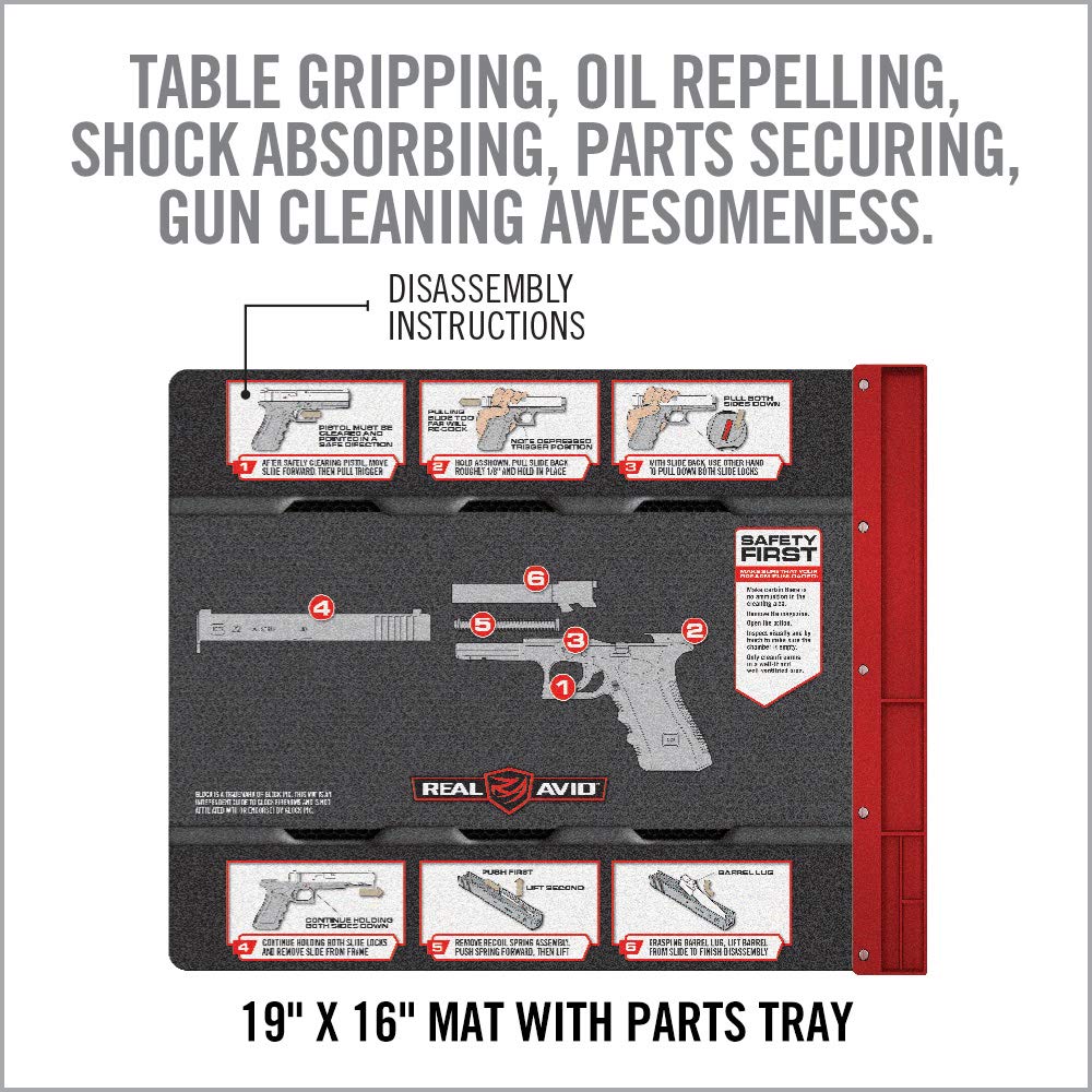 Real Avid Pro Pack for Glock | Glock Accessories Kit Includes 19x16 Gun Cleaning Mat, Multi-Caliber Handgun Cleaning Kit, 2-in-1 Tool for Glock Sights & Pins + Glock Magazine Tool | Gun Cleaning Kit