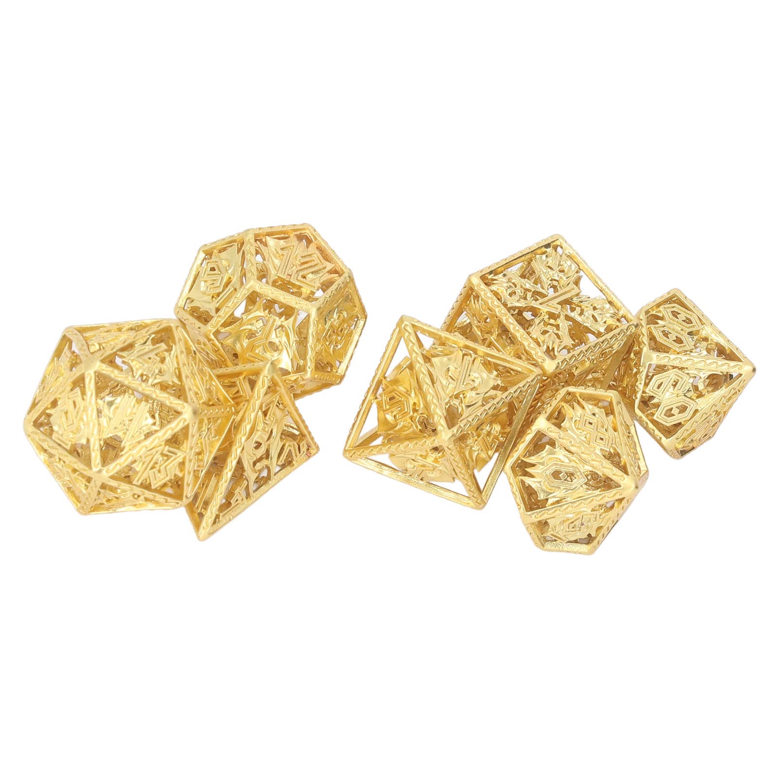 VINGVO Copper Dice Set, Hollow Dice Board Game 7pcs Precision Manufacturing Strong Balance for Interactive Table Games